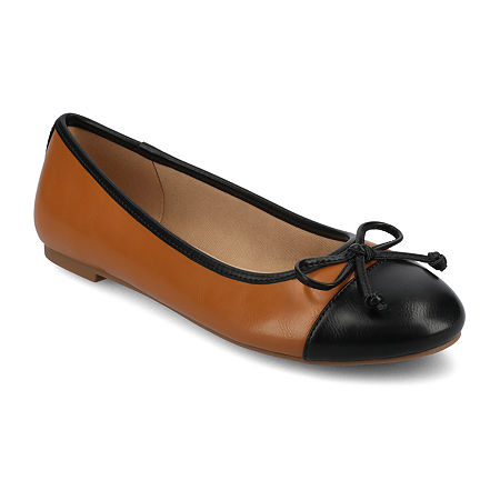 Journee Collection Womens Kaiah Cap Toe Ballet Flats - Cognac