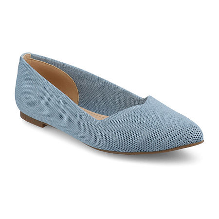 Journee Collection Womens Minnah Knit Pointed Toe Dress Flats - Blue