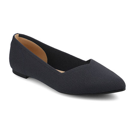 Journee Collection Womens Minnah Knit Pointed Toe Dress Flats - Navy