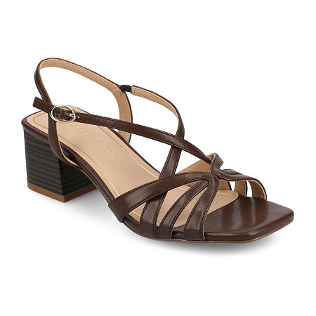 Journee Collection Womens Shyla Block Heel Dress Sandals - Brown