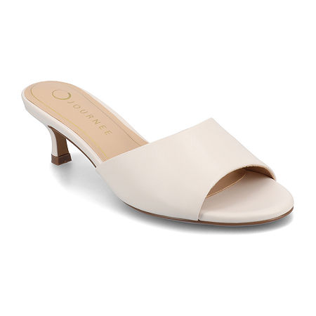 Journee Collection Womens Jeylah Kitten Heel Dress Sandals - Bone