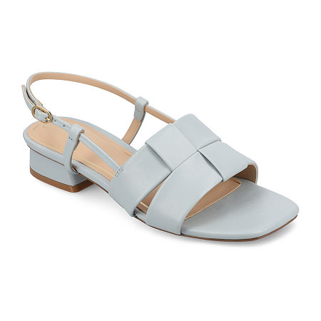 Journee Collection Womens Tabatha Block Heel Slingback Flat Sandals - Blue