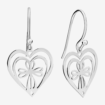 Click here for Athra Sterling Silver Open Heart Cross Drop Earrin... prices