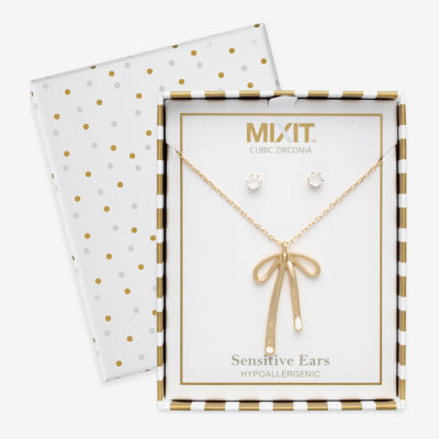 Mixit Womens Cubic Zirconia Bow Hypoallergenic 2-pc. Jewelry Set, Color ...
