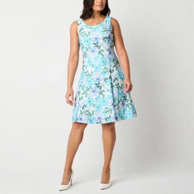 Perceptions Womens Floral Jacket Dress, Color: Turq White - JCPenney