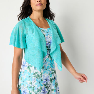 Perceptions Womens Floral Jacket Dress, Color: Turq White - JCPenney