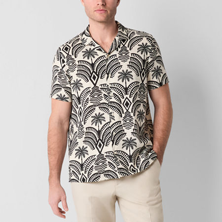 Click here for J. Ferrar Linen Blend Mens Short Sleeve Camp Shirt... prices