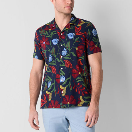 Click here for J. Ferrar Linen Blend Mens Short Sleeve Camp Shirt... prices