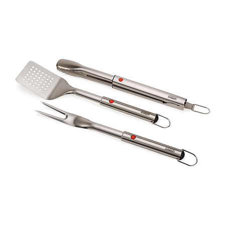 Joseph Joseph GrillOut 3-Piece Bbq Turner  Tongs and Fork Set - Silver