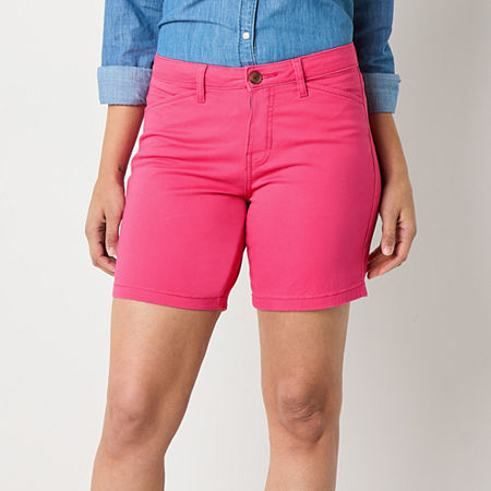 Click here for St. Johns Bay Womens 7 Mid Rise Chino Short  4  Re... prices