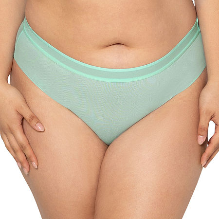 Click here for Curvy Couture Sheer Mesh High Cut Brief-1313  X-la... prices