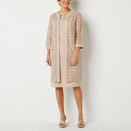 Click here for Maya Brooke Womens Windowpane Jacket Dress  8  Bei... prices