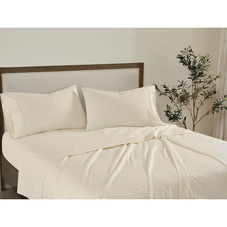 Brooklyn Loom Solid Cotton Percale 4-Pc. Sheet Set  Full - Chalk