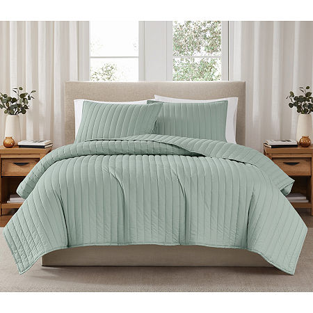 Click here for Brooklyn Loom Solid Cotton Percale Quilt Set  One... prices