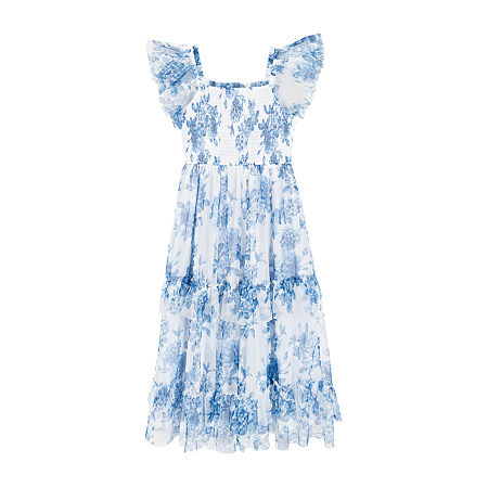 Click here for Rare Editions Girls 7-16 Floral Mesh Smocked Squar... prices