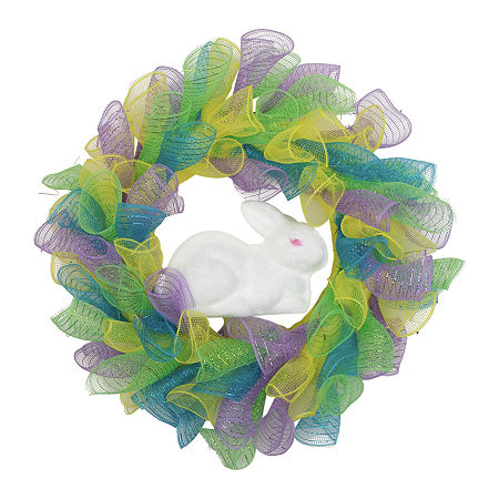 Click here for Northlight 24 Pastel Deco Mesh Ribbon Bunny Wreath... prices