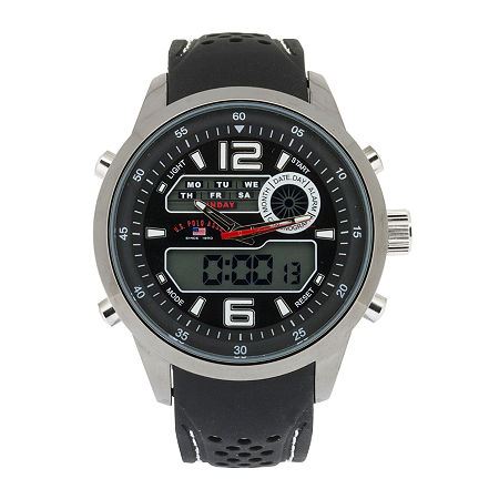 Click here for U.S. Polo Assn. Mens Black Silicone Strap Analog/D... prices