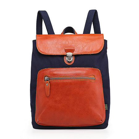 Tsd Brand Valley Trail Coated Canvas Backpack - Navy