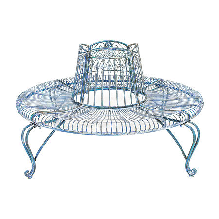 Click here for Ally Wrought Iron Tree Bench  One Size  Blue prices