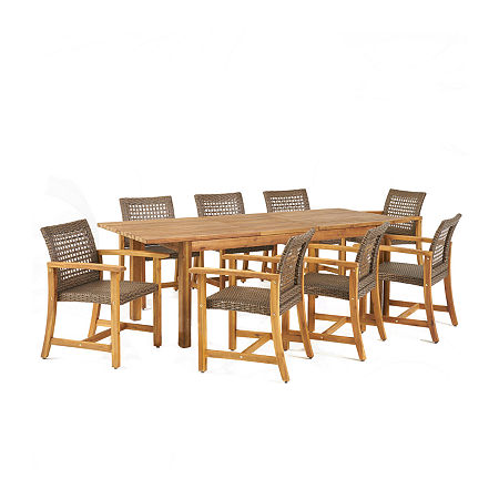 Click here for Arno 9-pc. Acacia Wood Outdoor Dining Set with Exp... prices