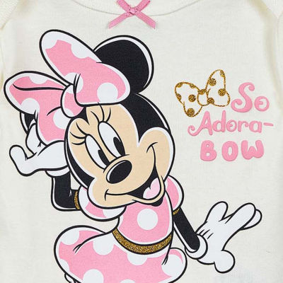 Disney Baby Girls Minnie Mouse Crew Neck Short Sleeve Bodysuit