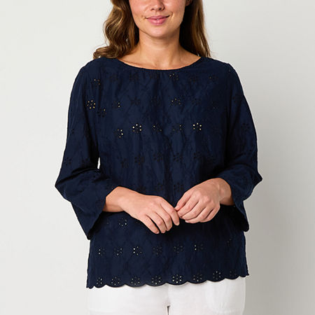 Click here for Liz Claiborne Womens Boat Neck 3/4 Sleeve Blouse... prices