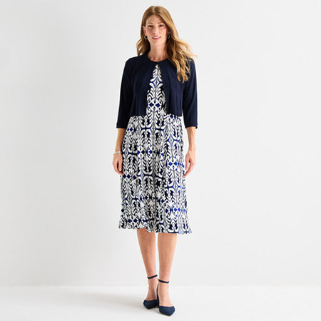 Click here for Danny & Nicole Womens Damask Midi Jacket Dress  Me... prices