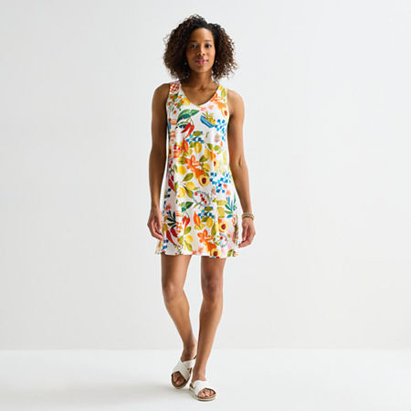 Click here for St. Johns Bay Womens Sleeveless Floral A-Line Dres... prices