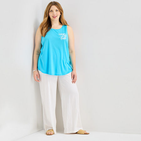 Click here for St. Johns Bay Womens Plus Round Neck Sleeveless Ta... prices