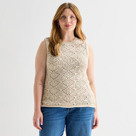 Click here for St. Johns Bay Plus Sl Open Stitch Swtr Womens Crew... prices