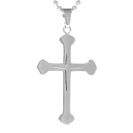 Click here for Mens Stainless Steel Cross Pendant Necklace  One S... prices