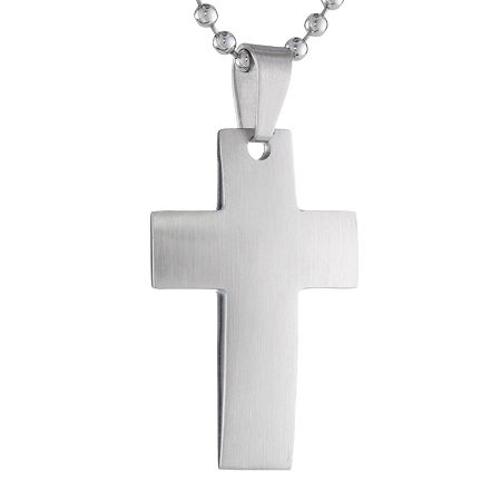 Click here for Mens Stainless Steel Cross Pendant  One Size  Whit... prices