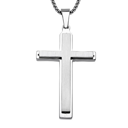 Click here for Mens Stainless Steel Double Layer Cross Pendant Ne... prices