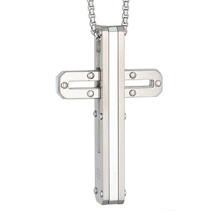 Click here for Mens Stainless Steel Cross Pendant Necklace  One S... prices