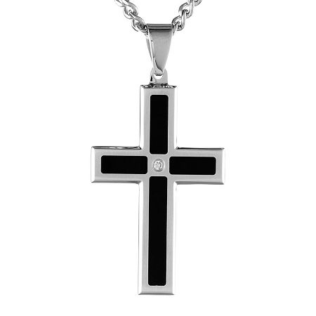 Click here for Mens Diamond Accent Two-Tone Stainless Steel Cross... prices