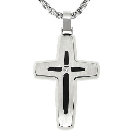 Click here for Mens Diamond Accent Stainless Steel Cross Pendant... prices