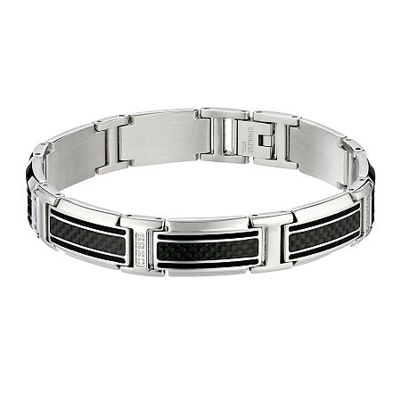 Click here for Mens 1/10 CT. T.W. Diamond Stainless Steel and Car... prices