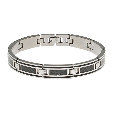 Click here for Mens Stainless Steel and Carbon Fiber Chain Bracel... prices