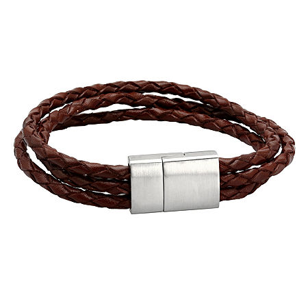 Click here for Mens Brown Leather and Stainless Steel Bracelet  O... prices