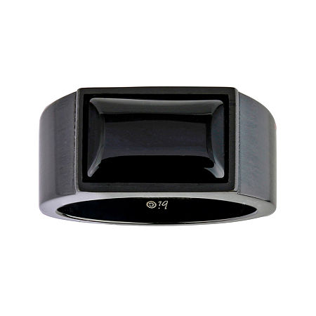 Click here for Mens Black Agate Stainless Steel Black Band Ring... prices