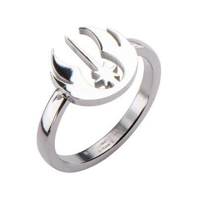 Star Wars® Stainless Steel Jedi Symbol Cutout Ring, Color: White - JCPenney