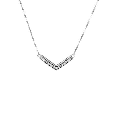 Click here for Womens White Diamond 10K Gold 18 Inch Chevron Neck... prices