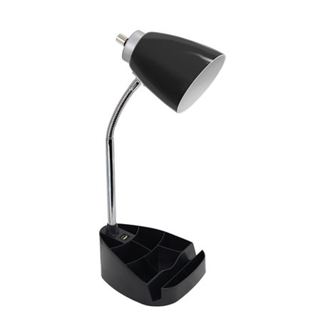 Limelights Gooseneck Organizer Desk Lamp with iPad Tablet Stand Book Holder and Usb port - Black