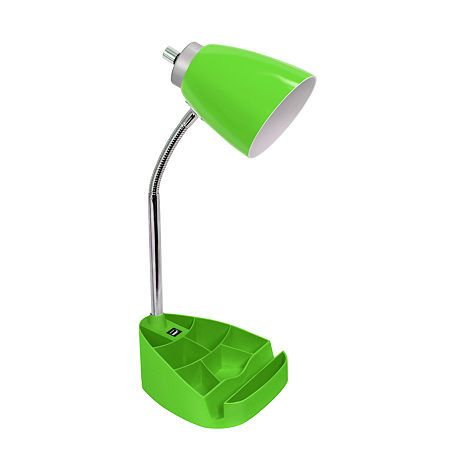 Limelights Gooseneck Organizer Desk Lamp with iPad Tablet Stand Book Holder and Usb port - Green