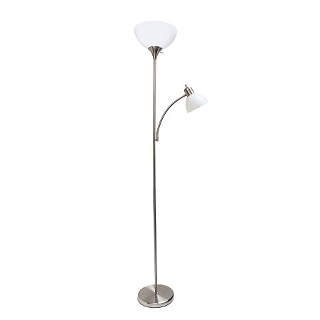 Simple Designs Floor Lamp with Reading Light - Silver