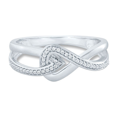 Womens 1/8 CT. T.W. Natural White Diamond Sterling Silver Bypass ...