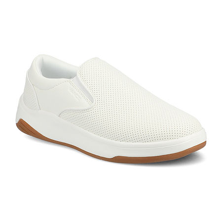 Vance Co. Mens Townes Comfort Perforated Flexible Slip-on Sneaker - White
