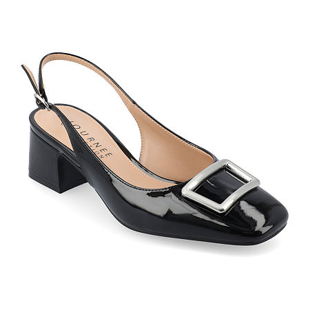 Journee Collection Womens Everlee Slingback Square Toe Pumps - Black