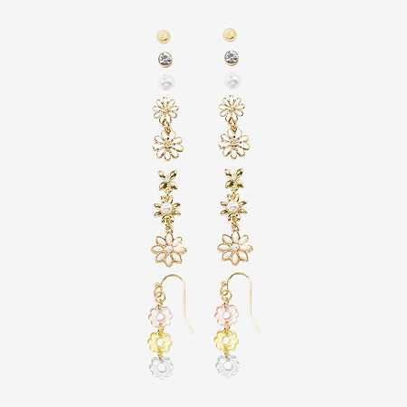 Click here for Arizona Gold Tone Stud & Drop Womens Flower 6 Pair... prices