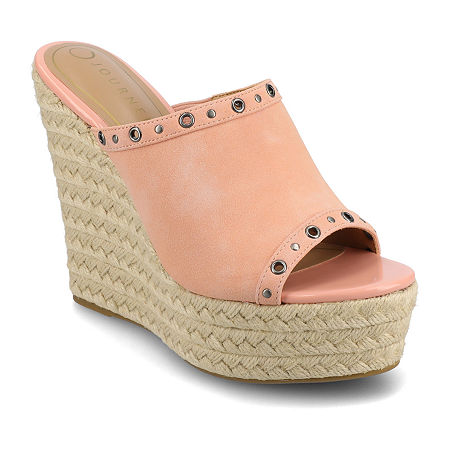 Journee Collection Womens Yari Platform Espadrille Wedge Sandals - Pink